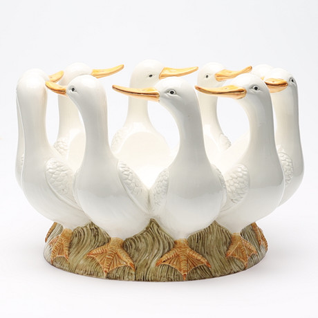 BOWL, ceramics, goose decoration, diameter 36 cm, 1900s. Ceramics ...