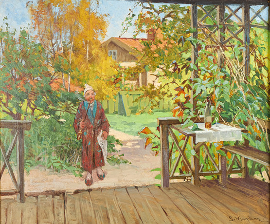 GERDA WALLANDER (1862-1926):. The morning newspaper, signed G Wallander ...