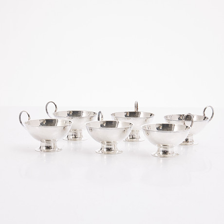 PUNCH MUGS, 6 pcs, silver, GAB, year stamps 1972 and 1973. Silver ...