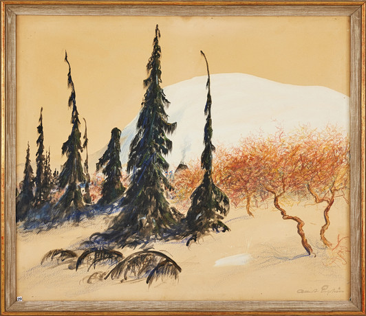 ALBERT ENGSTRÖM. "Lapland landscape". Art - Paintings - Auctionet