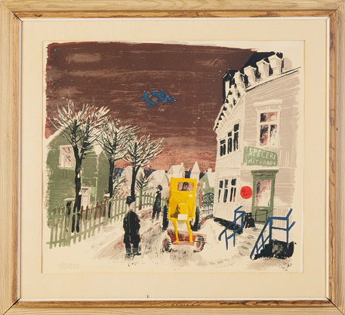 OLLE OLSSON HAGALUND (1904-1972). Motif from Hagalund, color ...