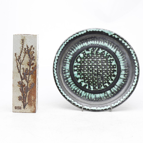 Dish by Gilbert Portanier and vase by Raymonde Leduc in ceramic, circa ...