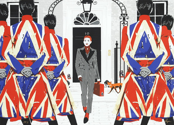 RICHARD RYAN (born 1974). "Bowie Rebellion at 10 Downing", signed, pt ...