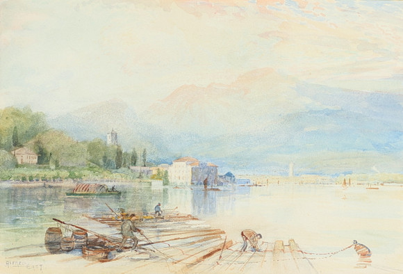 SIR ALFRED EDWARD EAST, RA (1844-1913). LUGANOSJÖN. Konst - Teckningar ...