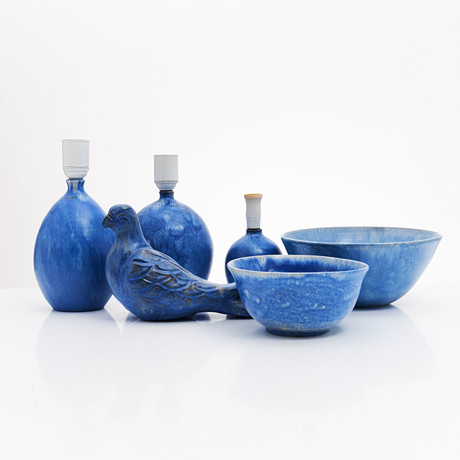 MARTIN FLODÉN. bordlamper, 3 stk., skåle, 2 stk., figur, stentøj, anden ...