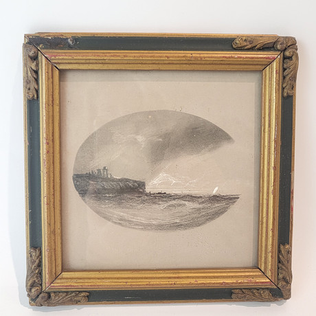 ANONYMOUS. CHARCOAL AND CLARION DRAWING. COASTAL LANDSCAPE. Art ...