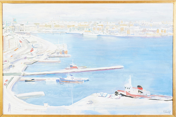 HANS ERIK ERIKSSON (1921-1997). Winter in Stockholm, signed Han Erik Eriksson, oil on canvas ...