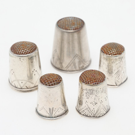 FINGERBORGAR, 5 st, silver, 1900-tal. Silver & Metall - Silver - Auctionet