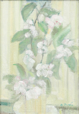 OIDENTIFIERAD KONSTNÄR. Flower still life, oil on Board, signed B ...