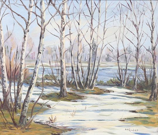 CARL HENRIK LINDER. Oil on canvas, birch grove, signed. Art - Paintings ...