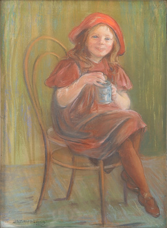 INGEBORG WESTFELT-EGGERTZ, 1855-1936. Girl portrait, pastel on paper ...