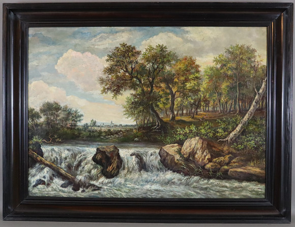 KUNOLD, FRITZ. - Dutch river landscape with rapids, oil on panel. Art ...