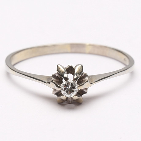 ENSTENSRING, vitguld, diamant, 18k, ca 2 gram. Smycken & Ädelstenar ...
