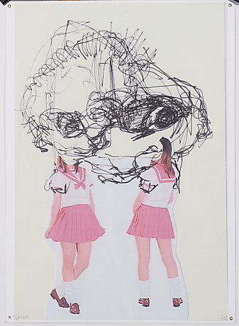 ROBERTO LÓPEZ MARTIN. Serial graphics, Model in pink, Signed and dated ...