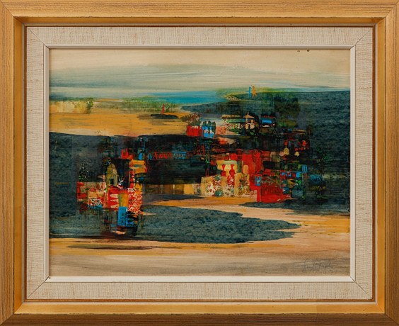 GERDI JACOBS. Composition, mixed media on Board, signed. Art ...