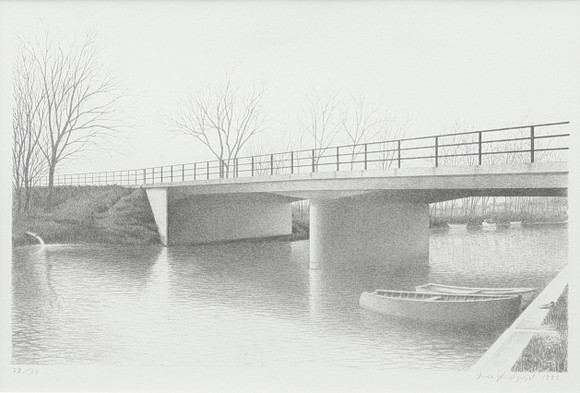 ARNE LINDQVIST (1927-2010). Bridge span, lithograph, signed, dated and ...