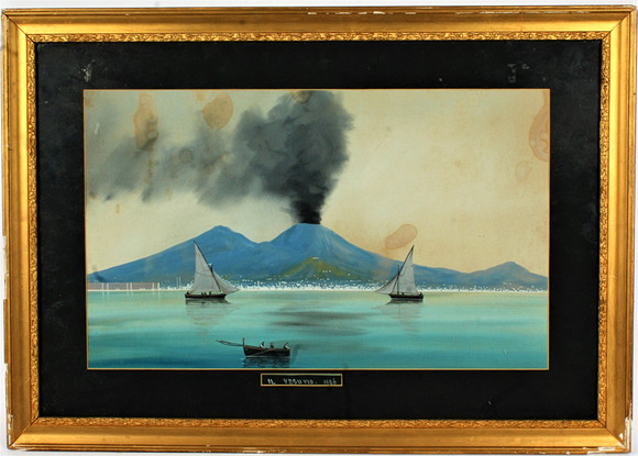 EARLY 20TH CENTURY GOUACHE OF MOUNT VESUVIUS. Art - Paintings - Auctionet