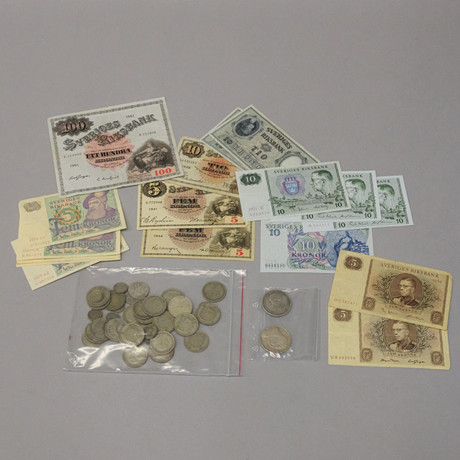 A Collection WITH SILVER COINS AND BANKNOTES. Coins, Medals & Stamps ...