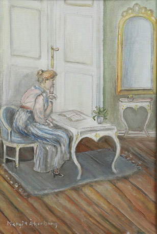 MARGIT ÅKERBERG. oil on canvas, reading woman, signed. Art - Paintings ...