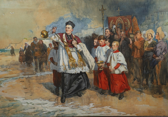 FRED ROE (1865-1947). BLESSING THE WATERS. Art - Drawings - Auctionet