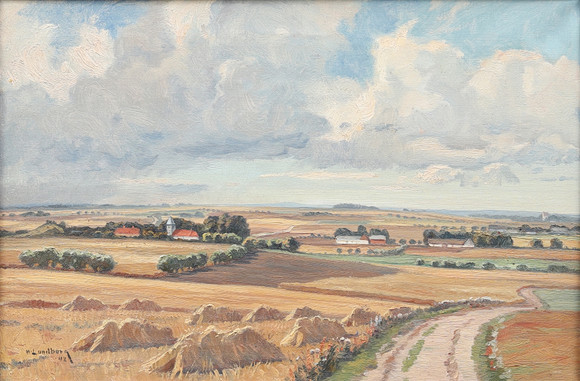 KARL LUNDBORG. Motiv från Västra Vemmenhög, olja på duk, signerad och ...