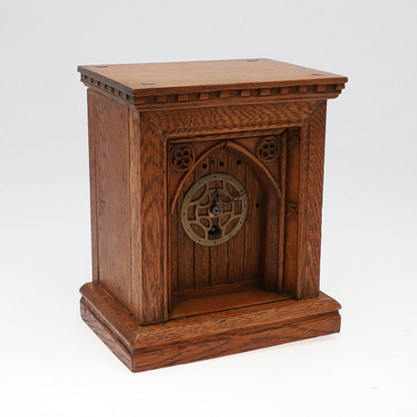 A GOTHIC STYLE OAK MANTEL CLOCK. Clocks & Watches - Mantel clocks ...