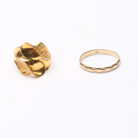 RINGS, two parts, Gold, 14-21K, weight about 6 grams. Jewellery ...