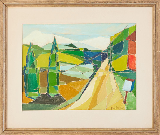 OIDENTIFIERAD KONSTNÄR. Cubist landscape, half-drawing on paper, dated ...