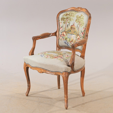 SILLÓN, nogal con tapizado bordado, estilo rococó. Muebles - Sillas y ...