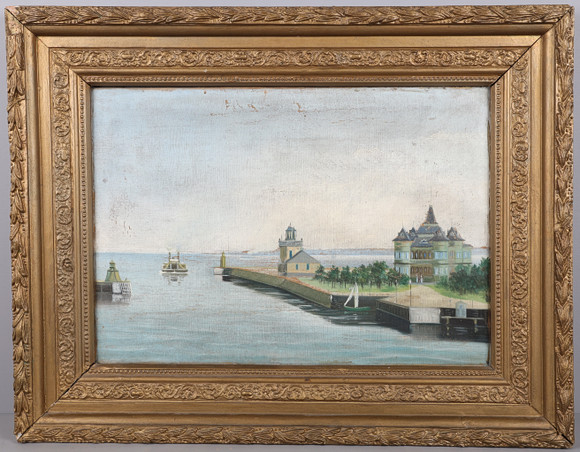 EDVIN JOHAN BRINK (1861-1925). Olja på duk, gamla hamnpaviljongen i ...