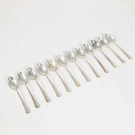 TEASPOONS, 12 pieces, "Chippendale", silver. Silver & Metals - Silver ...