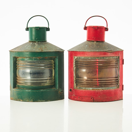 LANTERNOR, 1 par, 1900-talets början, styrbord och babord, röd ...