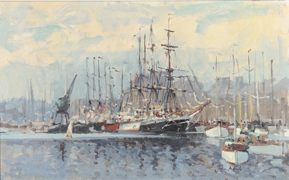 JOHN NEALE (CONTEMPORARY). MOORED VESSELS AT ROYAL GREENWICH. Art ...