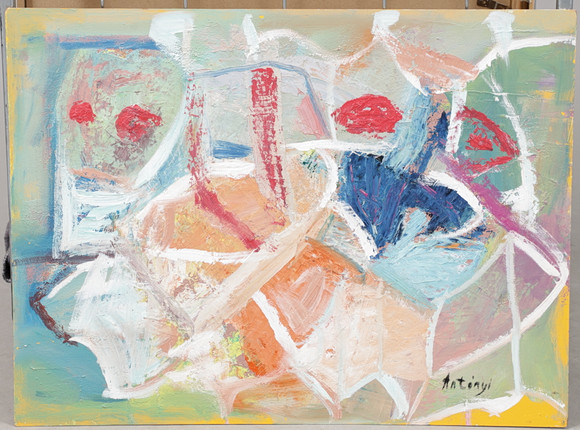 IMRE ANTONYI. Composition, oil on Board, signed. Art - Paintings ...