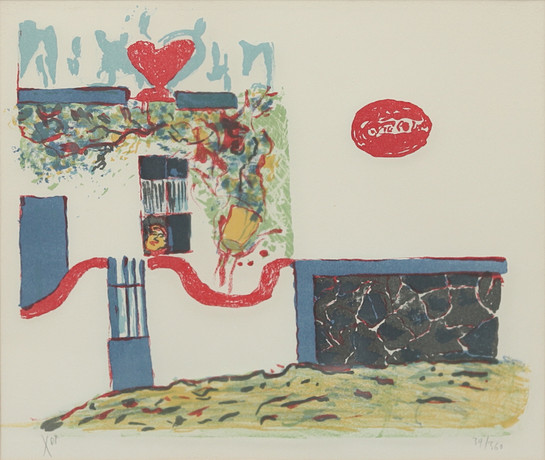 SVEN X.ET ERIXSON. Woman in window, color lithograph, signed. Art ...