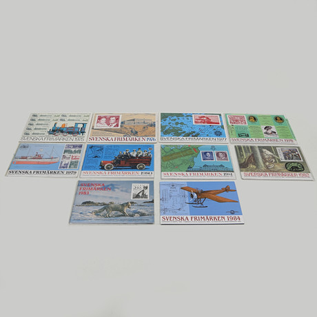 ANNUAL SETS, 10 pcs, with Swedish postage stamps. Coins, Medals ...