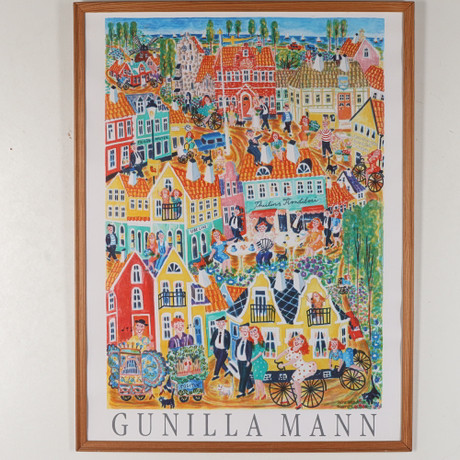 GUNILLA MANN. POSTER, framed, "Sköna Simrishamn". Art - Engravings ...