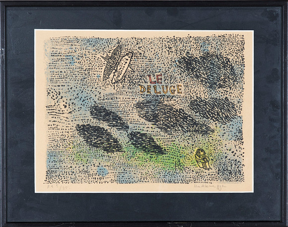 MADELEINE PYK (FÖDD 1934). "Le Deluge", color lithograph, signed and EA ...