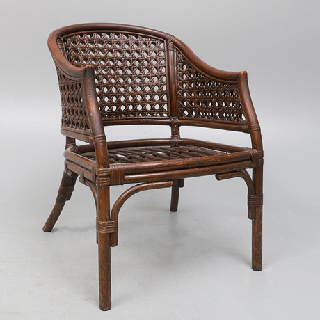A VINTAGE CHOCOLATE BROWN STAINED RATAN ARMCHAIR. Furniture - Armchairs ...