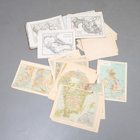 COLLECTION OF MAPS AND SCHOOL ATLAS, 19th-20th century. Books, Maps ...