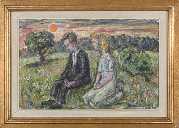 OLLE NORDBERG. Ungt par, olja på dukpannå, signerad. Konst - Måleri ...