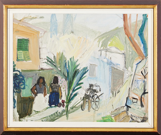 DORIS HENNIX. "Italialainen kevät", öljy kankaalle, signeerattu, kirja ...