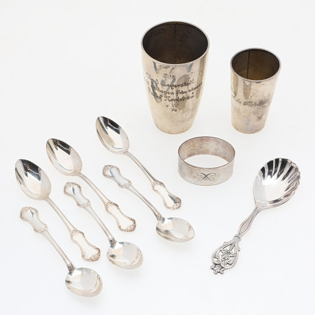 SILVER OBJECTS, 10 pcs, i.a. coffee spoons. Silver & Metals - Silver ...