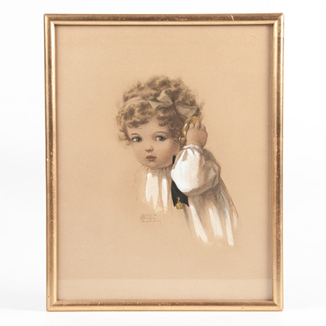 BESSIE PEASE GUTMANN (USA 1876-1960). "Hearing", watercolor on print ...