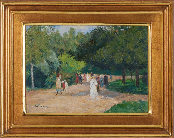 KARL GULLBERG (1884-1951). Söndagspromenad, olja på duk uppfordrad på ...