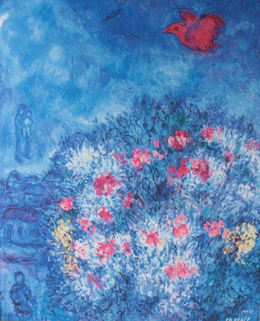 Print after Chagall, 'The Red Bird'. Art - Engravings & Prints - Auctionet