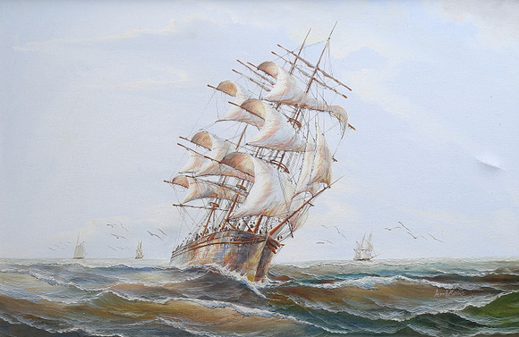 Unknown artist, ship portrait, oil on canvas, signed. Art - Paintings ...