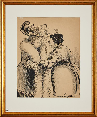 ALBERT ENGSTRÖM. "Skvaller". Konst - Teckningar - Auctionet