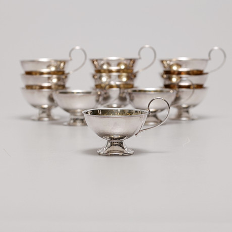 PUNCH MUGS, 12 pcs, silver, K & EC, weight 382 grams, 1970s. Silver ...