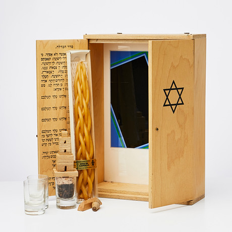 WALL CABINET, interior with lithograph by Peter Freudenthal and text in ...